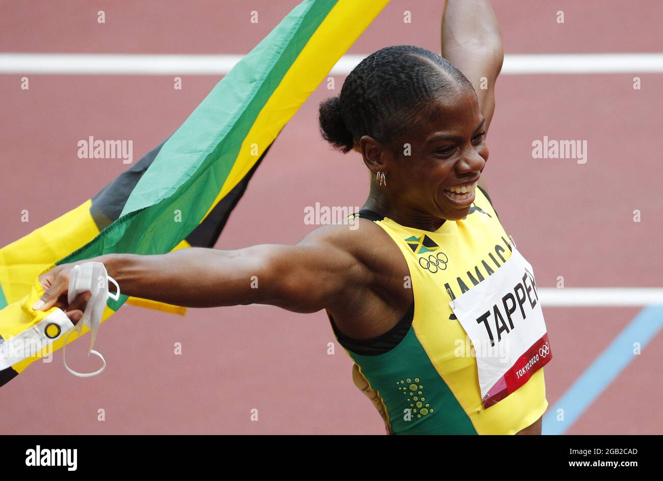 Tokyo, Japan. 01st Aug, 2021. Jamaica's Megan Tapper celebrates winning ...