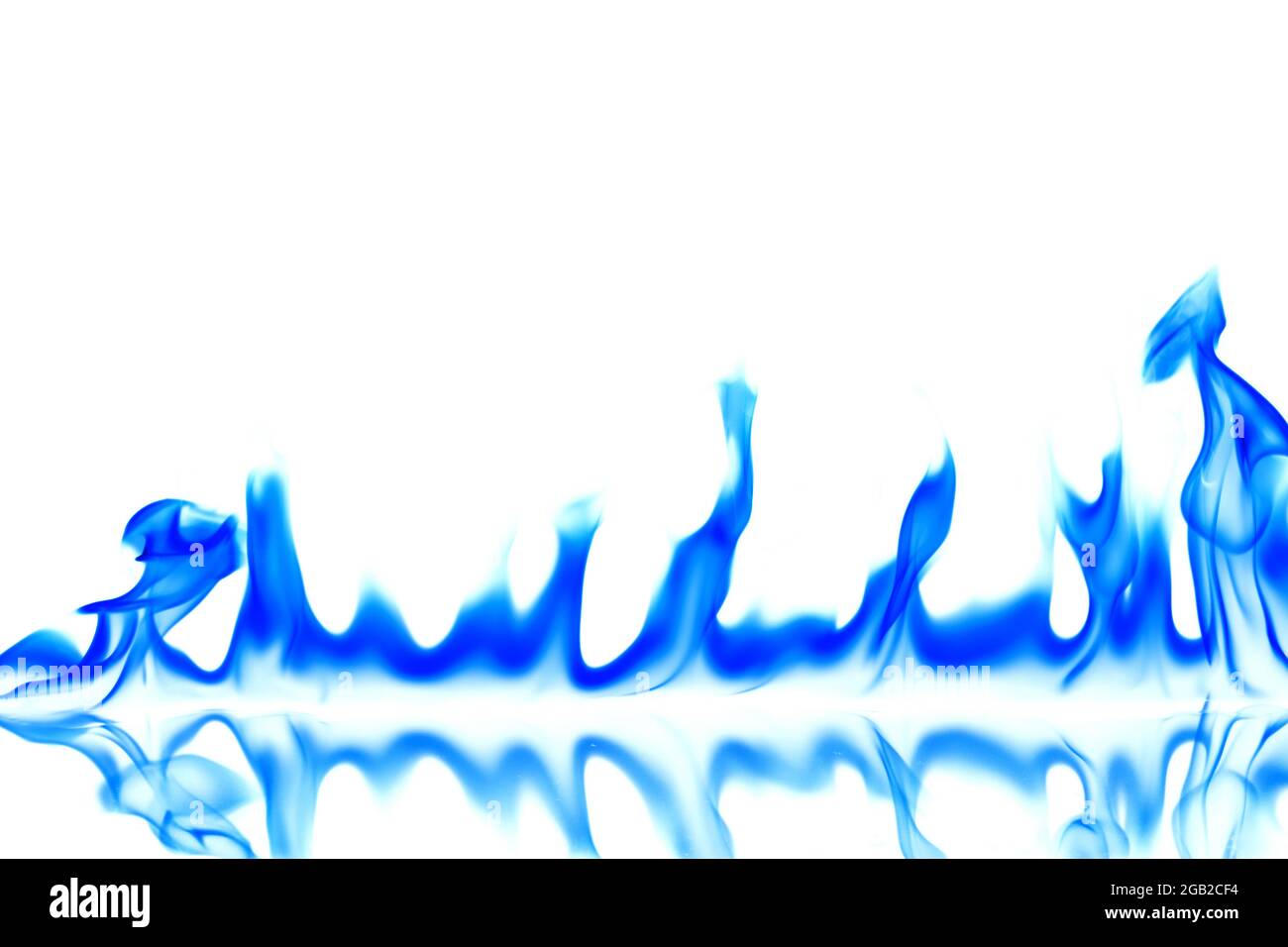Blue fire flames isolated on white background Stock Photo - Alamy
