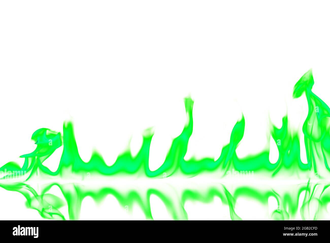 Green fire flames isolated on white background Stock Photo - Alamy