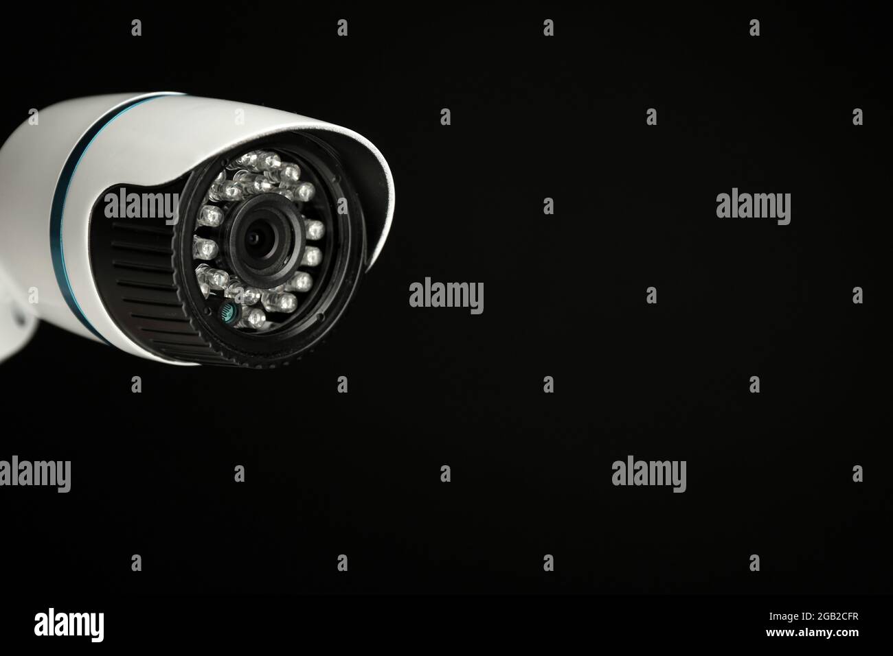 Security CCTV camera on black background, closeup Stock Photo - Alamy