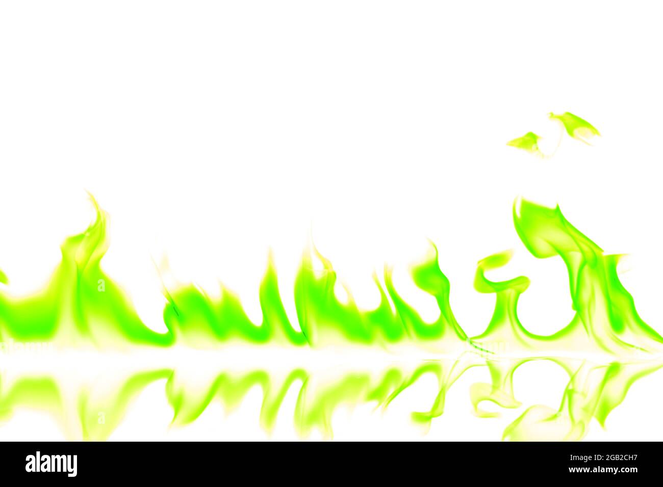 Green fire flames isolated on white background Stock Photo - Alamy
