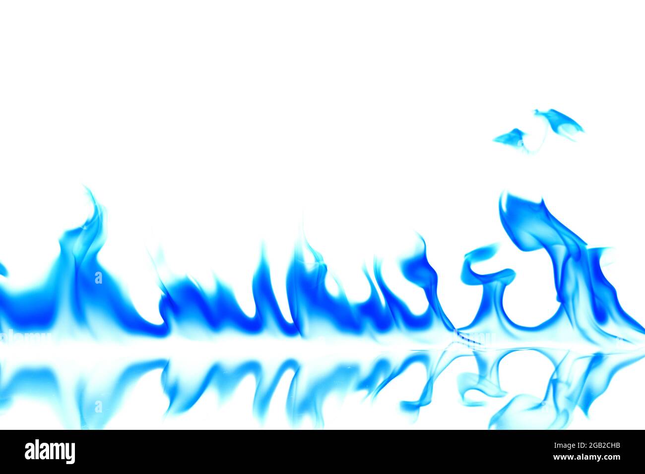 Blue fire flames isolated on white background Stock Photo - Alamy