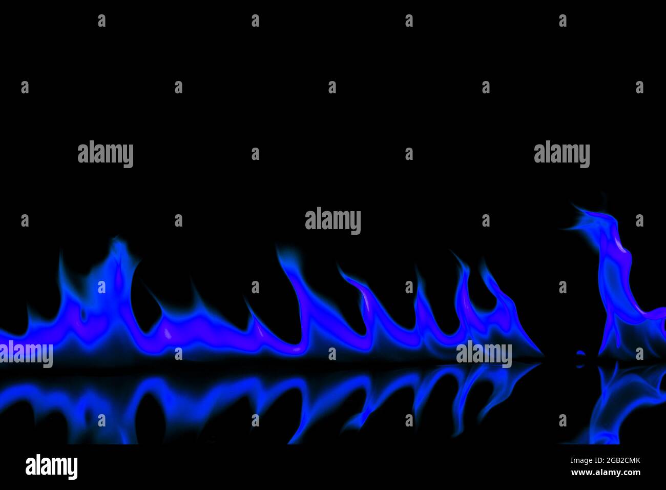 Blue fire flames on black background Stock Photo - Alamy