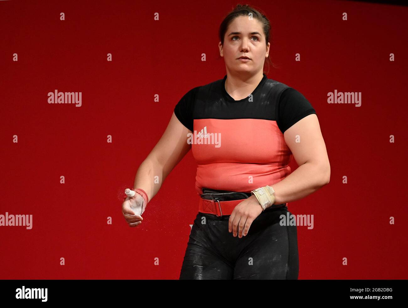 Belgian Anna Vanbellinghen pictured in action during the Weightlifting ...