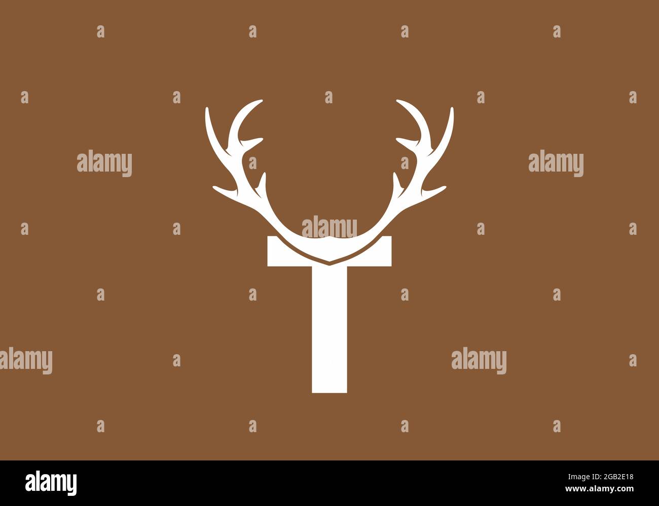 White brown color of T initial letter with deer horn design Stock ...