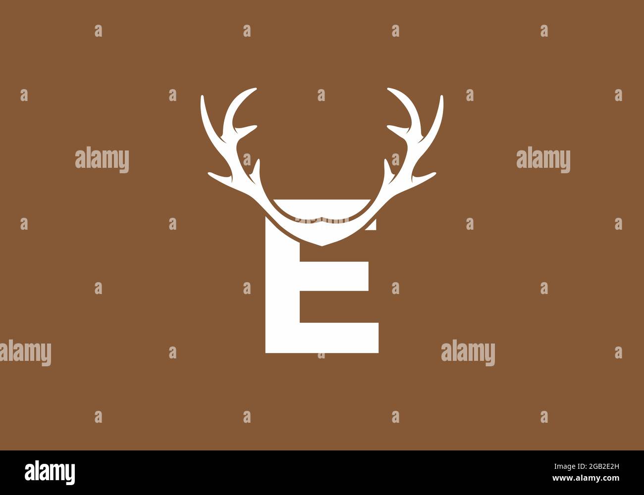 White brown color of E initial letter with deer horn design Stock ...