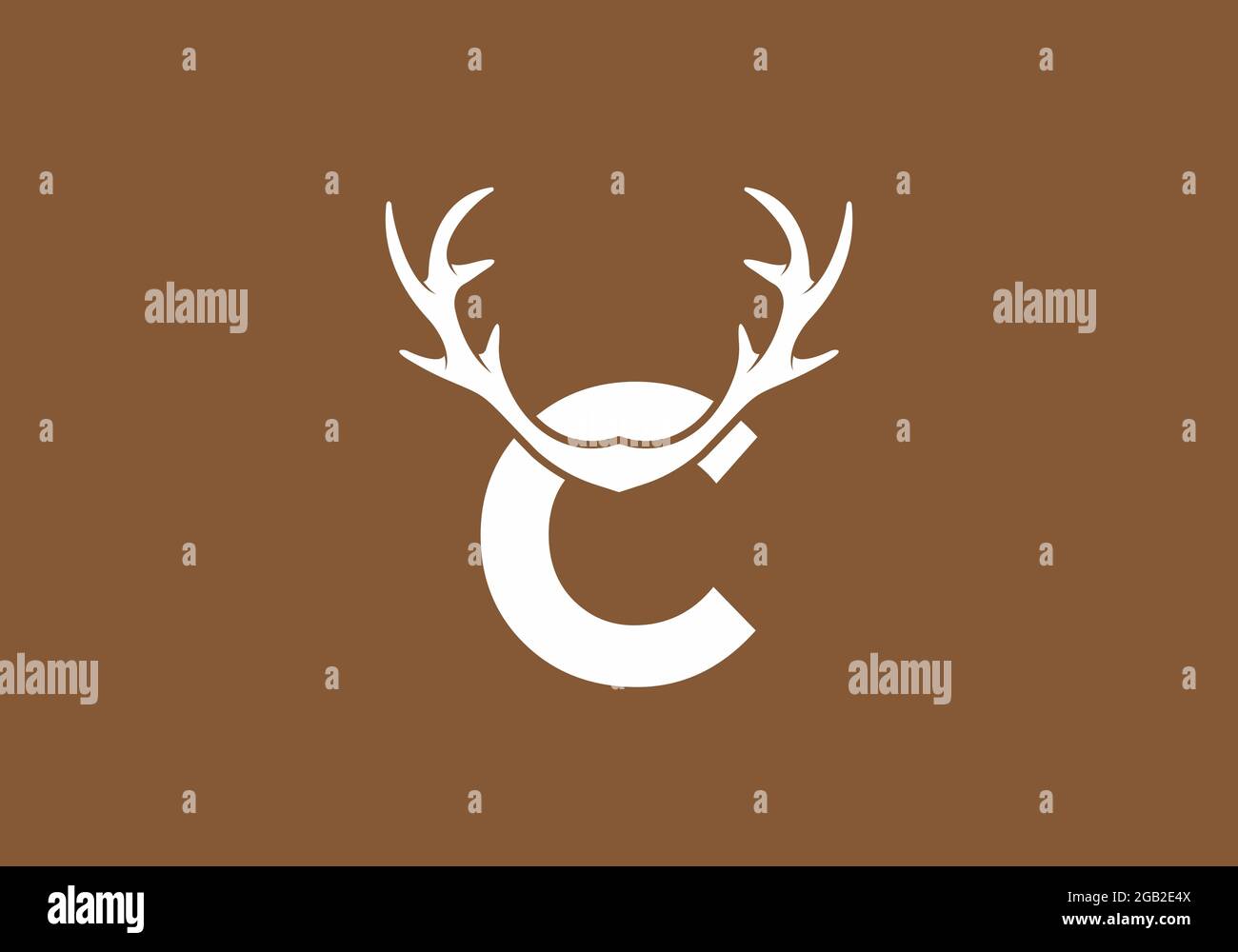 White brown color of C initial letter with deer horn design Stock ...