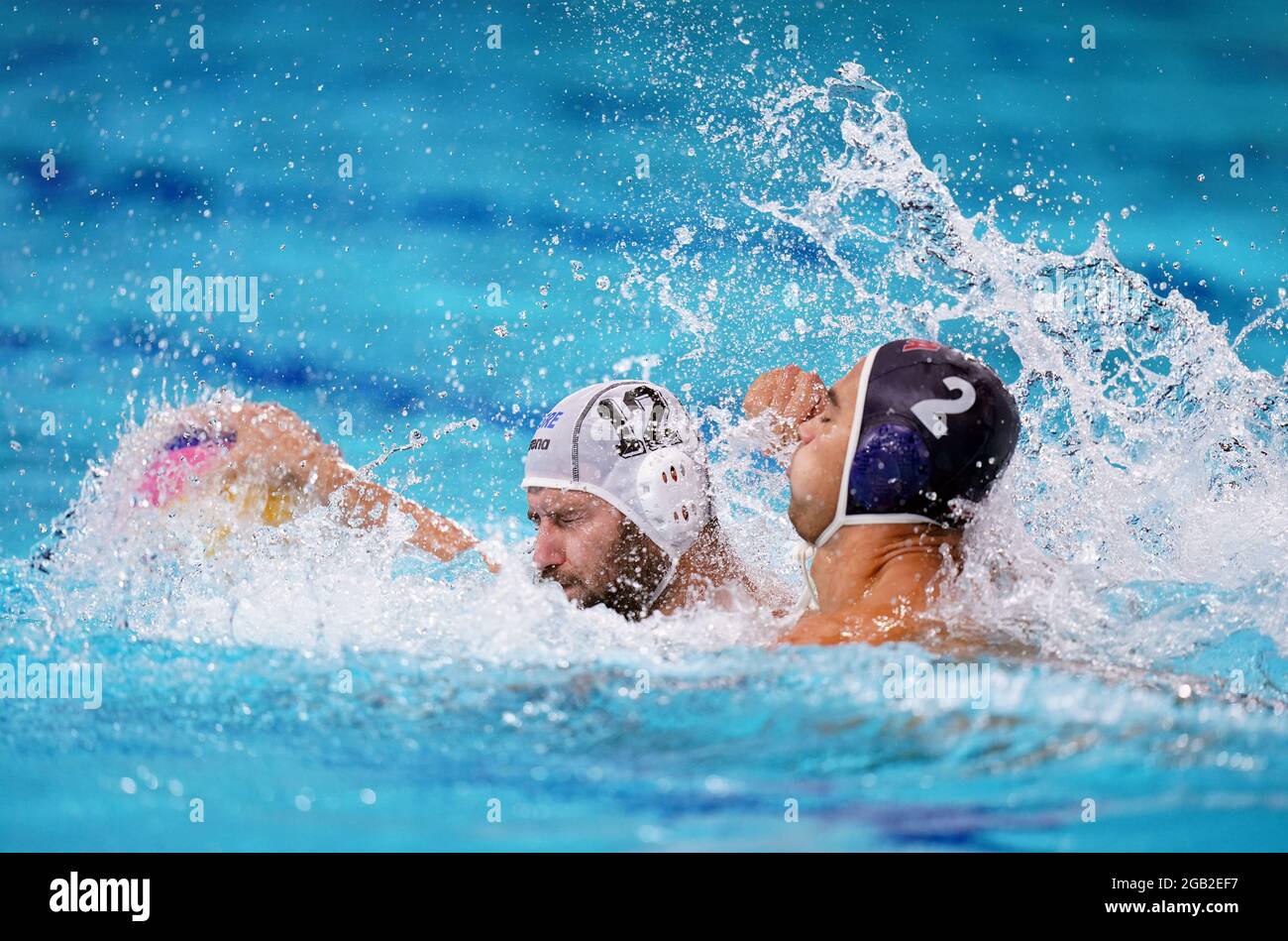 USA's Johnny Hooper (right) and Greece's Angelos Vlachopoulos during ...