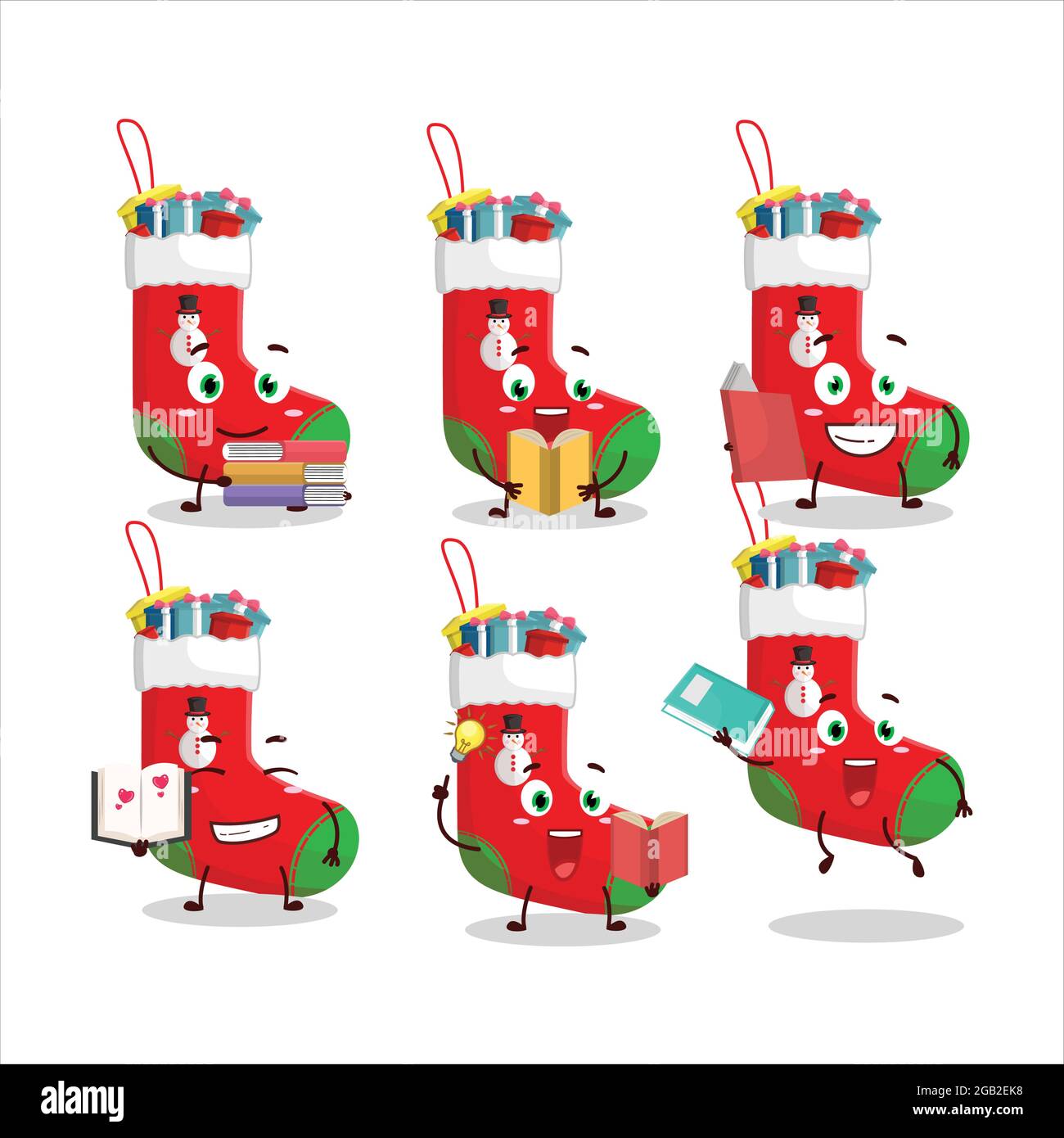 A picture of christmas socks with giftbox cartoon character concept ...