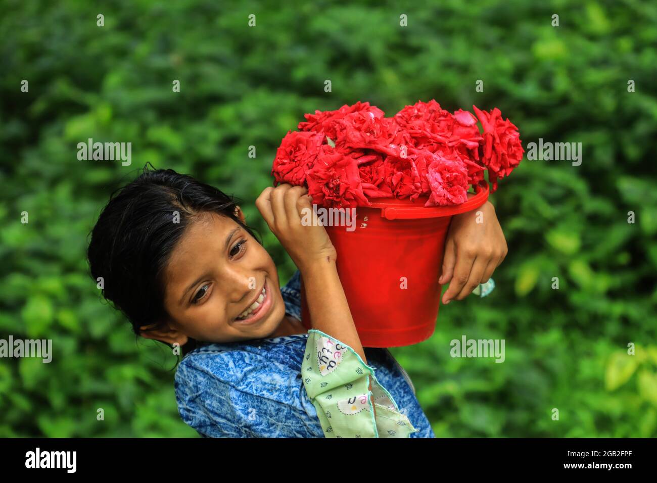 Dhaka, Bangladesh. 01st Aug, 2021. A street child Sinthia Akter, 8 ...