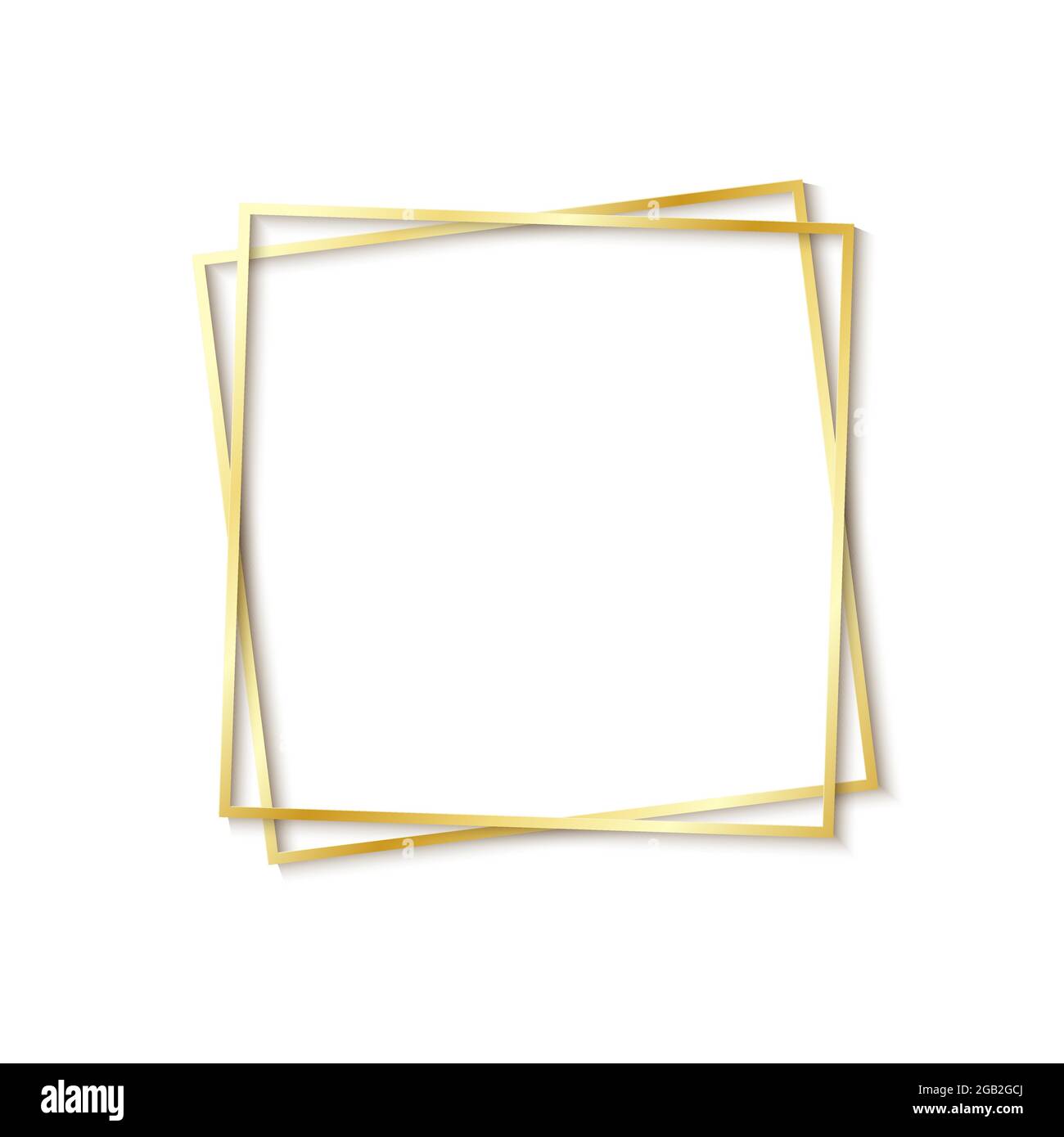 Paper cut gold frame with realistic shadow. Two golden inclined square ...
