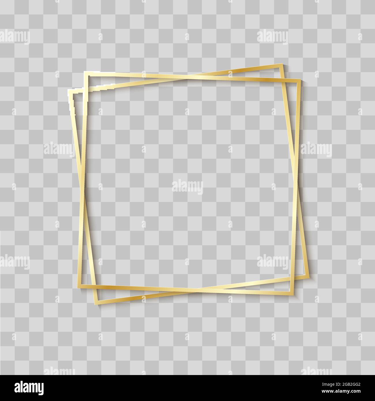 Paper cut gold frame with realistic shadow. Two golden inclined square ...