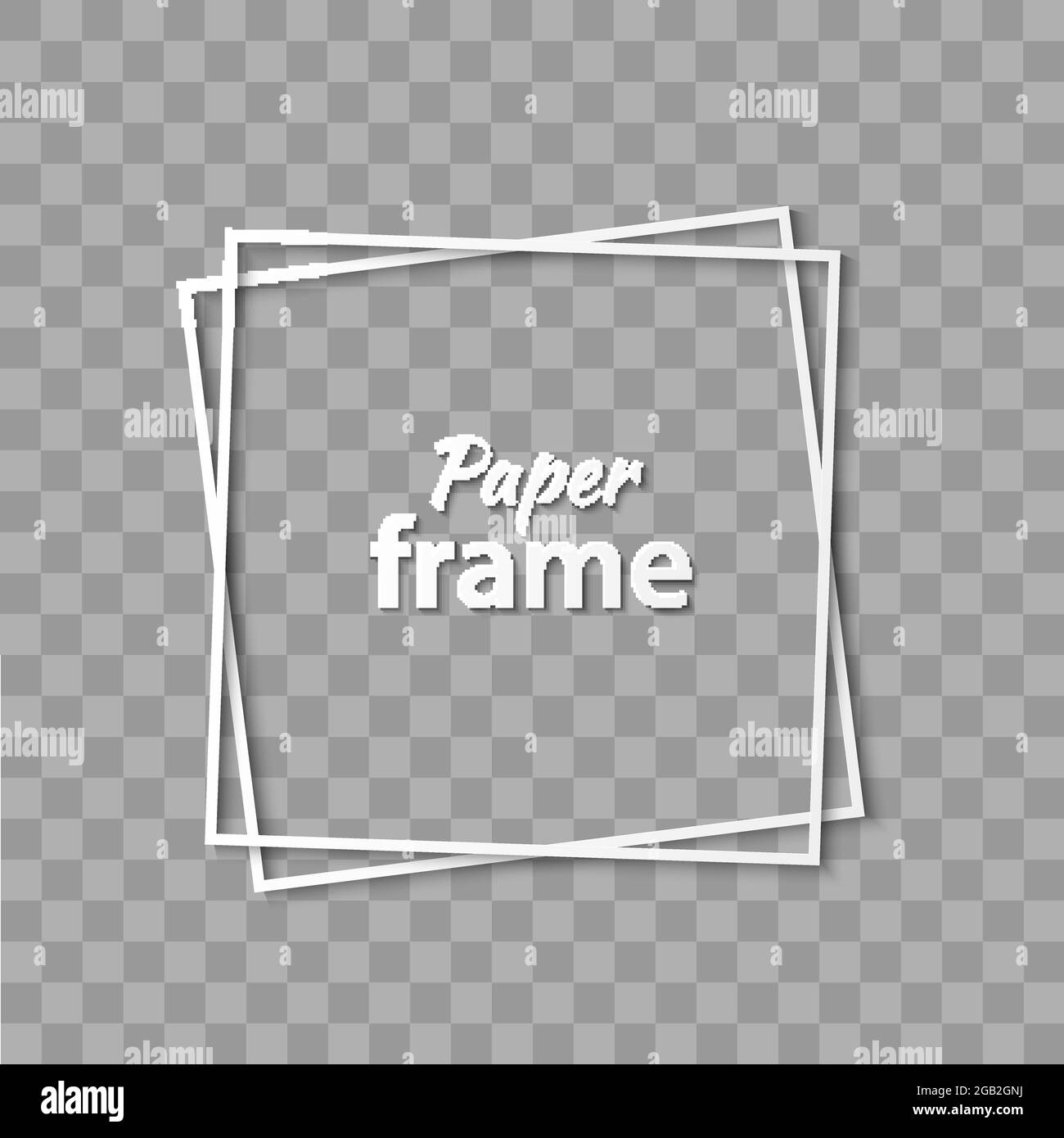 Paper cut white frame with realistic shadow. Two inclined square frames ...
