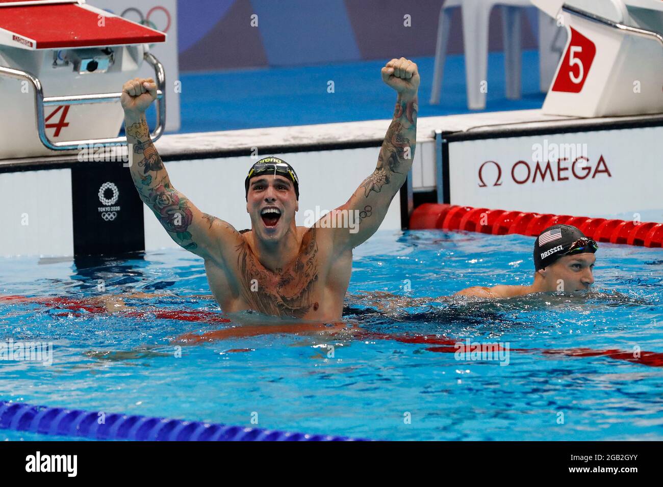 Tokyo, Kanto, Japan. 1st Aug, 2021. Bruno Fratus (BRA) celebrates after ...