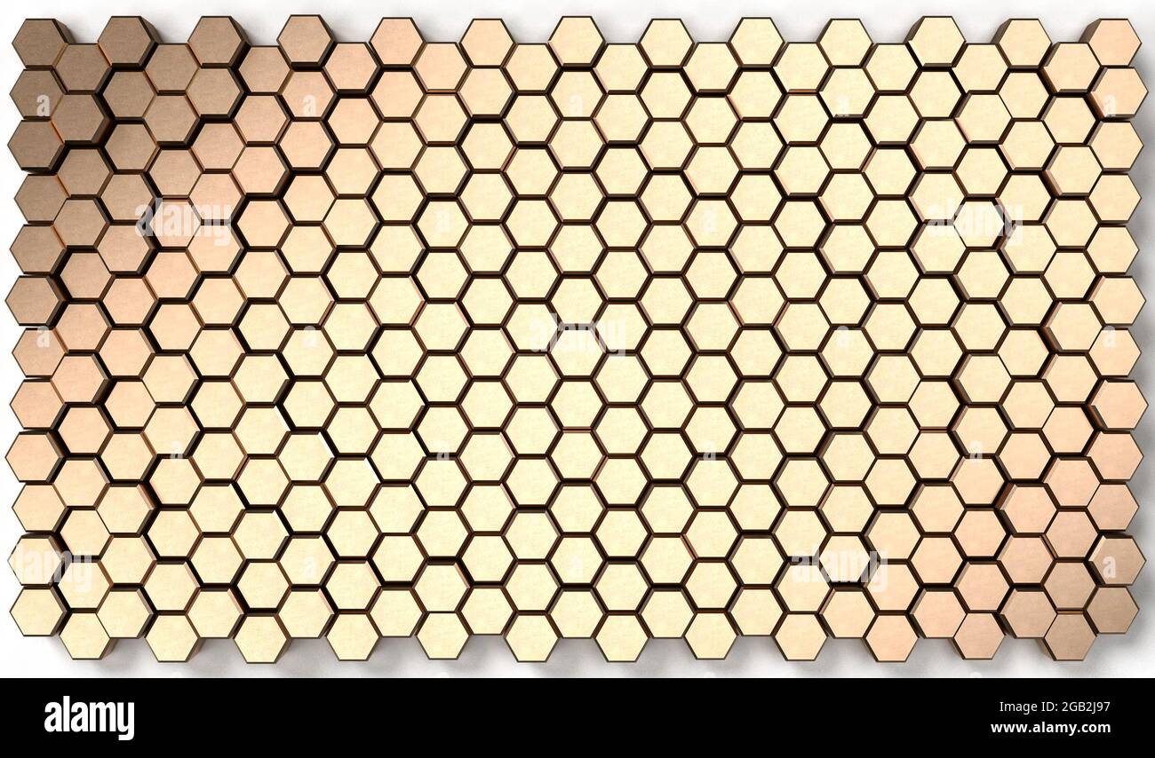 3d rendering image of hexagon solid shape on white background Stock ...