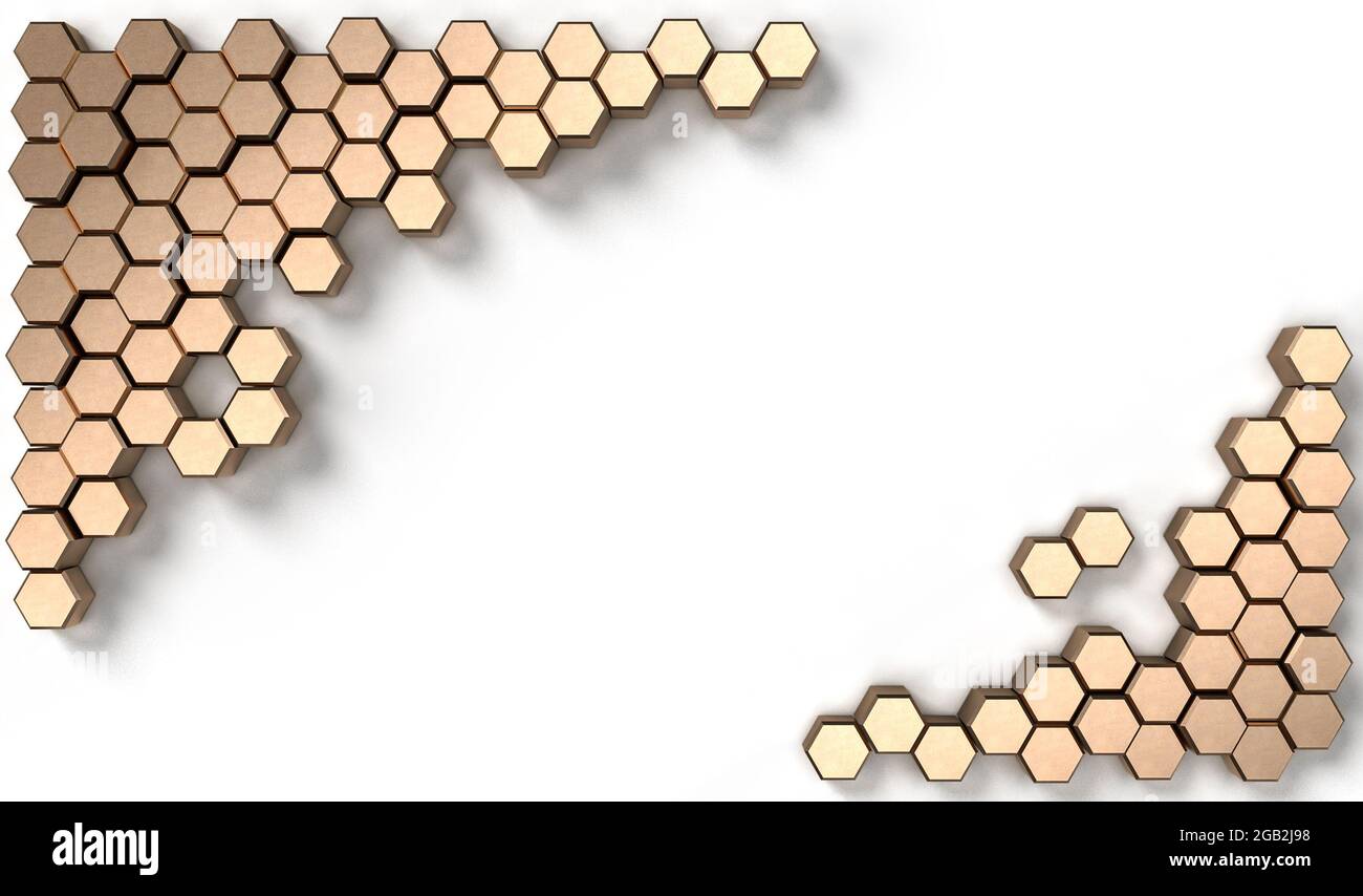 3d rendering image of hexagon solid shape on white background Stock ...