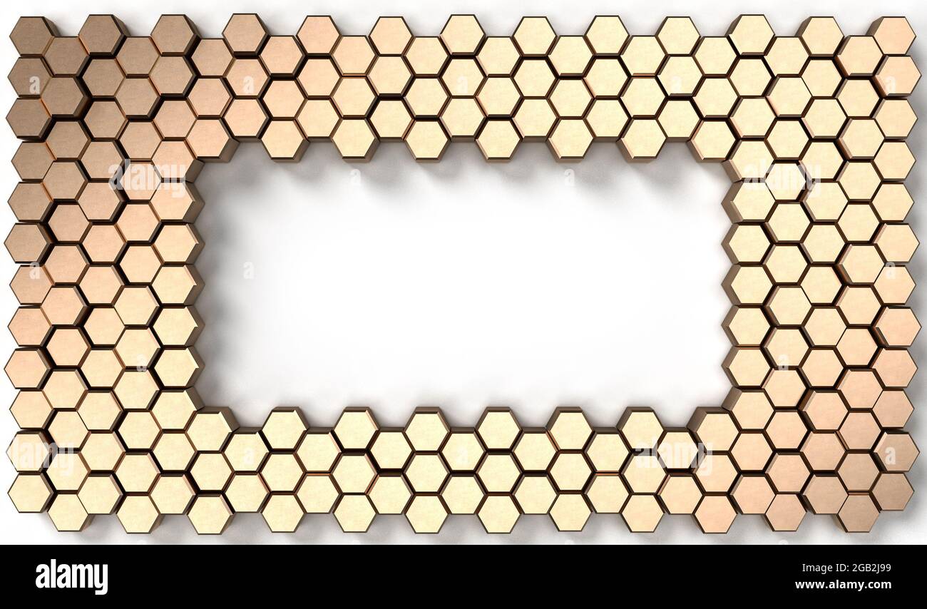 3d rendering image of hexagon solid shape on white background Stock ...