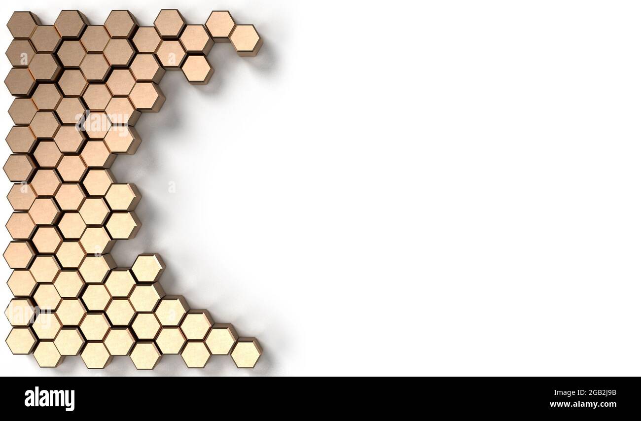 3d rendering image of hexagon solid shape on white background Stock ...