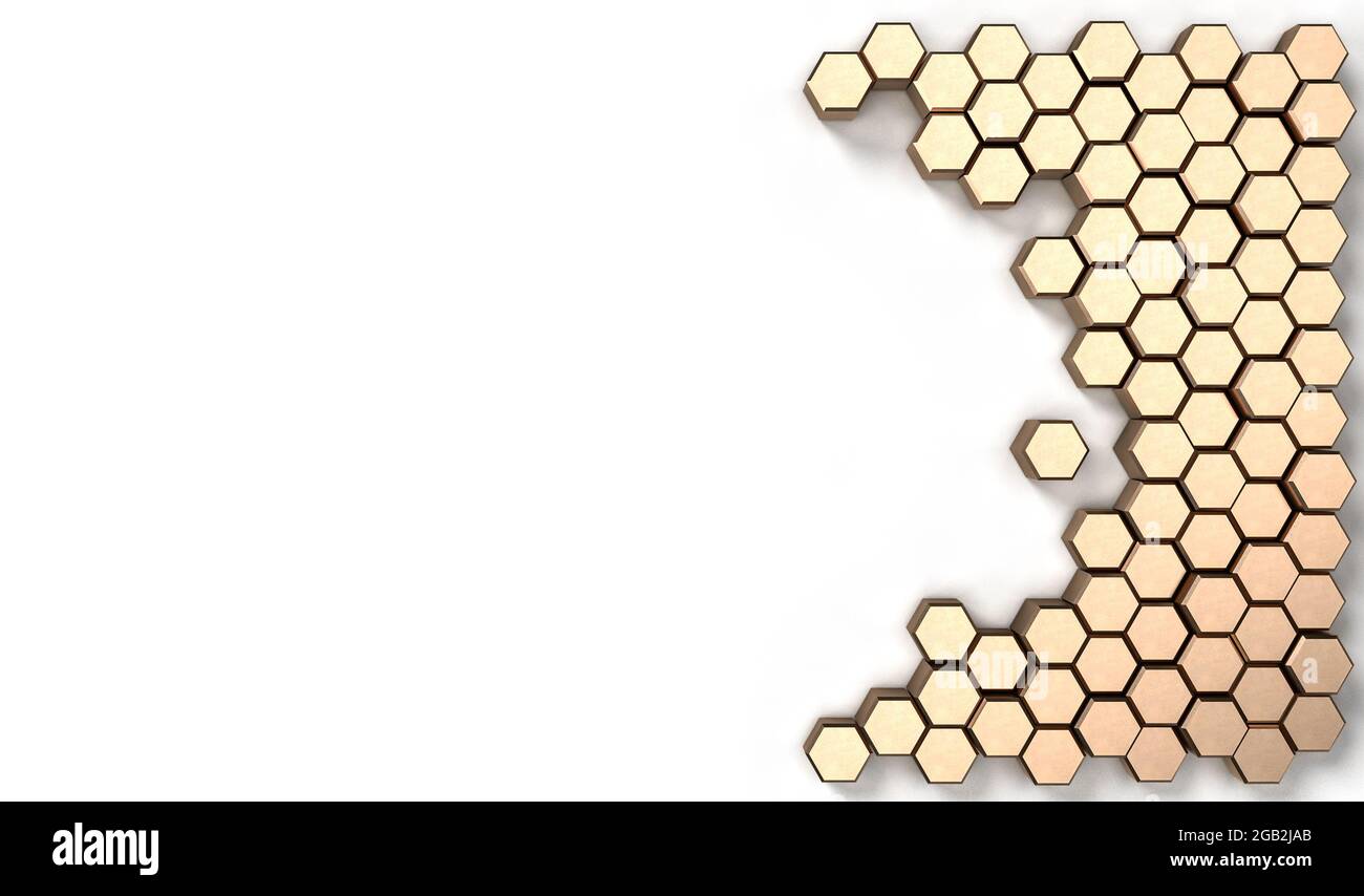 3d rendering image of hexagon solid shape on white background Stock ...