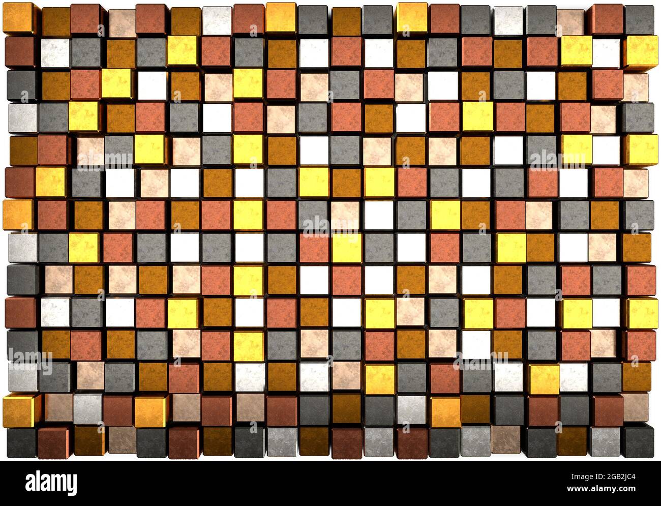 3d rendering image of colorful metal cubic. Artwork and background ...