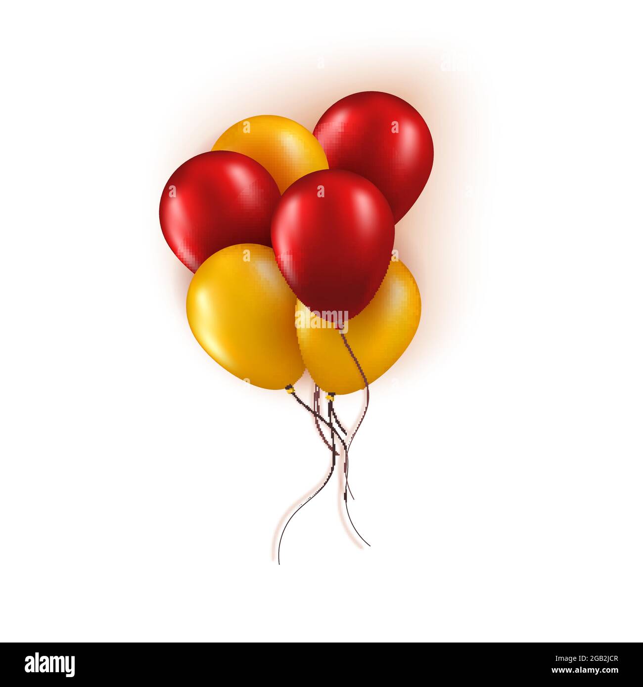 Realistic bunch of red and yellow balloons isolated on white background ...