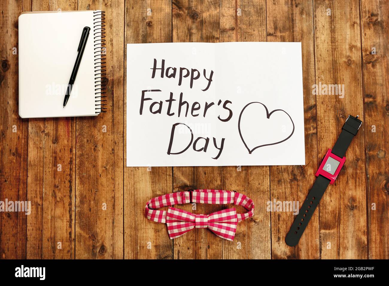 Happy Father's Day set of things on wooden background Stock Photo - Alamy