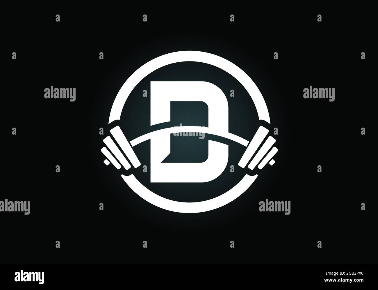 Initial D monogram alphabet with a barbell. Lifting vector logo design ...