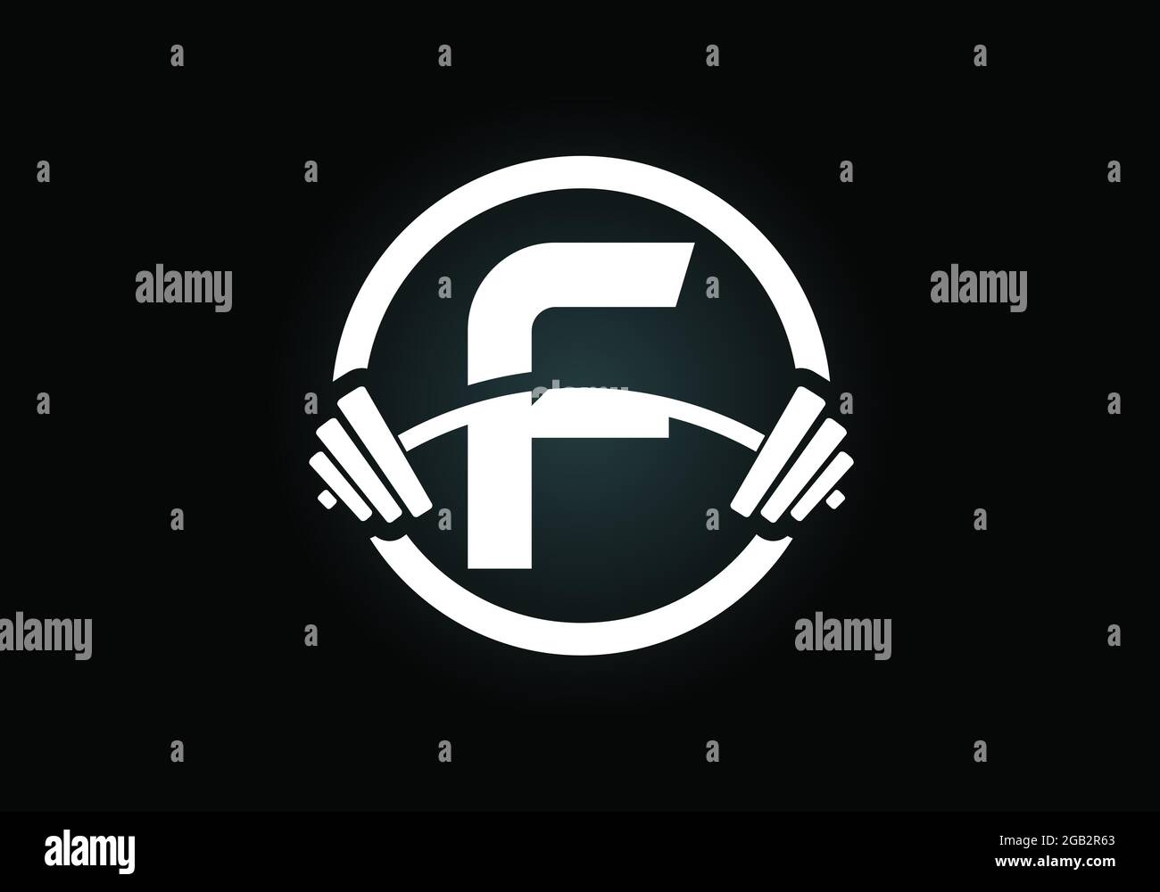 Initial F monogram alphabet with a barbell. Lifting vector logo design ...
