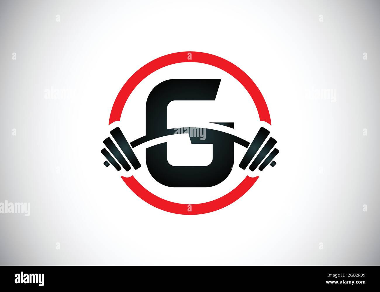 Initial G monogram alphabet with a barbell. Lifting vector logo design ...