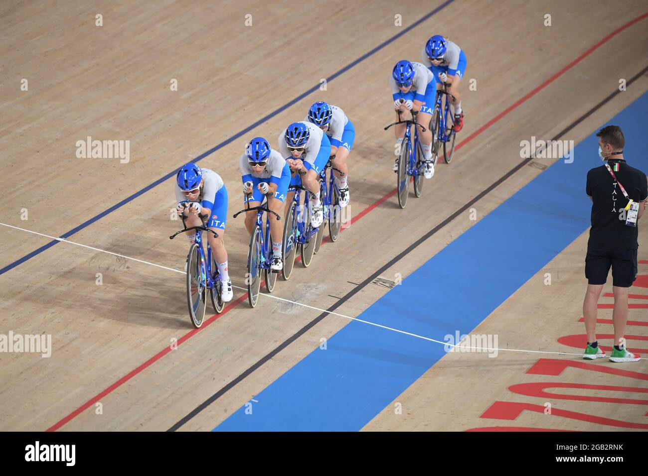 Izu, Japan. 02nd Aug, 2021. Cycling: Olympics, track cycling, training ...