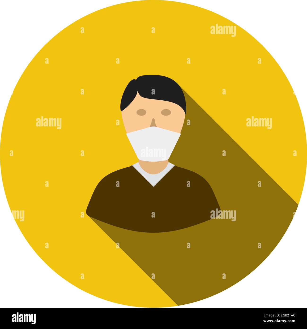 Medical Face Mask Icon. Flat Circle Stencil Design With Long Shadow ...