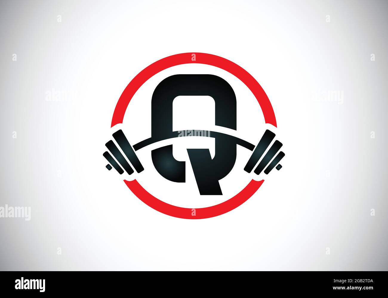 Initial Q monogram alphabet with a barbell. Lifting vector logo design ...