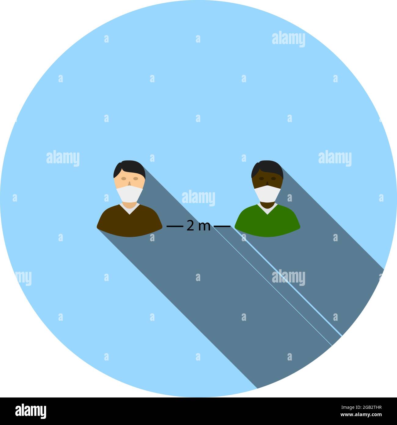 Social Distance Icon. Flat Circle Stencil Design With Long Shadow ...