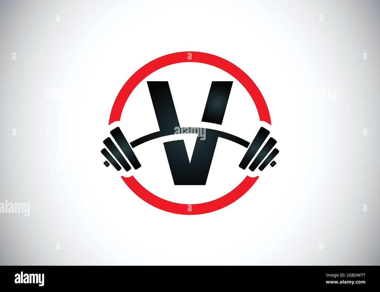 Initial V monogram alphabet with a barbell. Lifting vector logo design ...