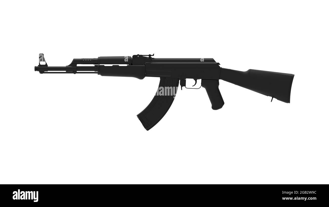 3D rendering of a assault rifle isolated on a white background. 3D ...