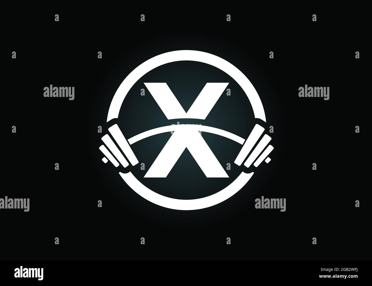 Initial X monogram alphabet with a barbell. Lifting vector logo design ...