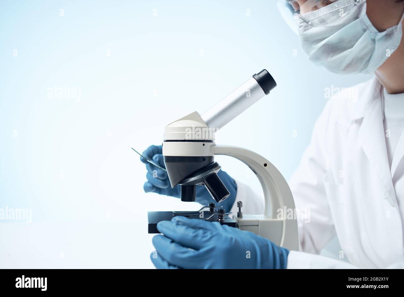 Laboratory microscope biotechnology research work Stock Photo - Alamy