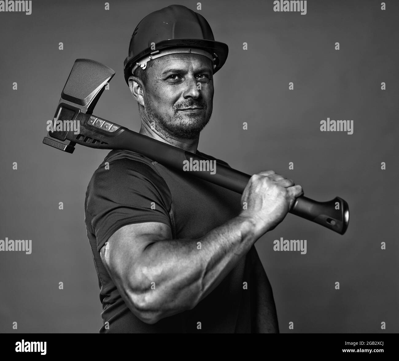 Masculinity bearded man axe Black and White Stock Photos & Images - Alamy