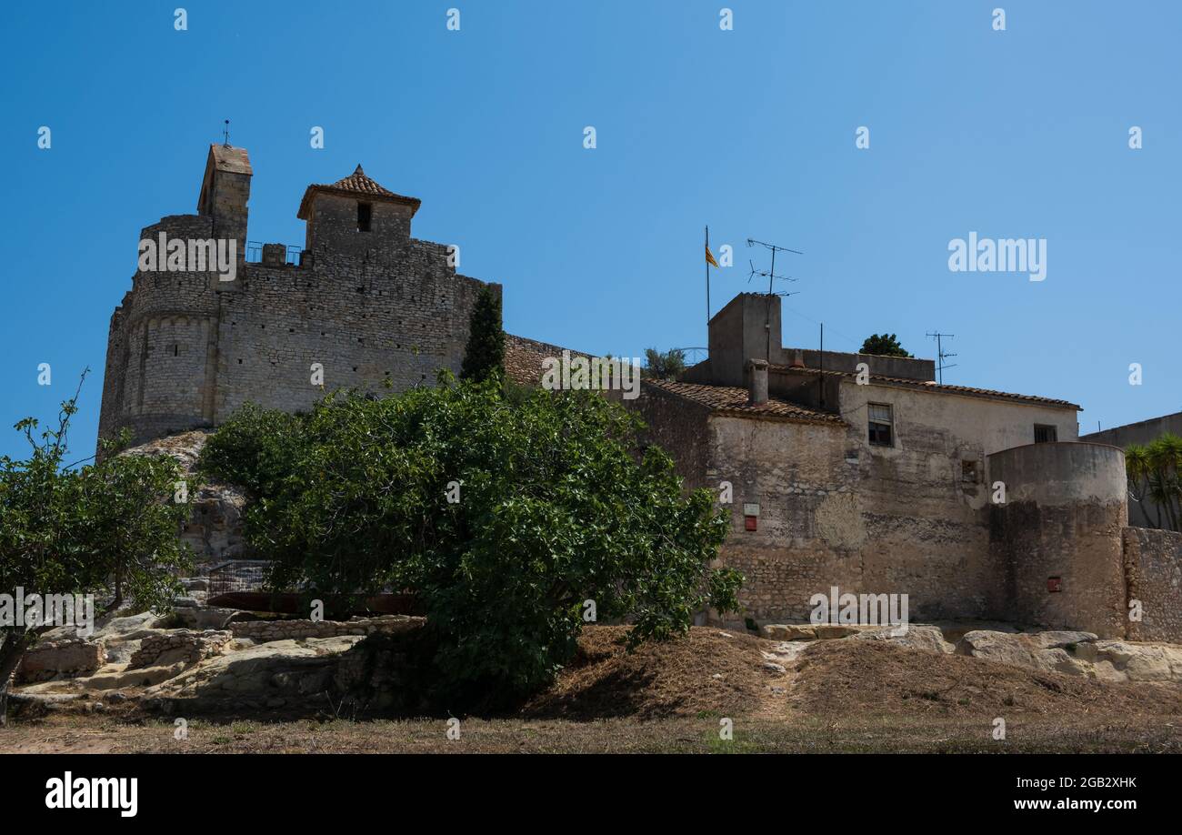Calafell, Tarragona, Spain - July 31, 2019: Medieval stone castle on ...