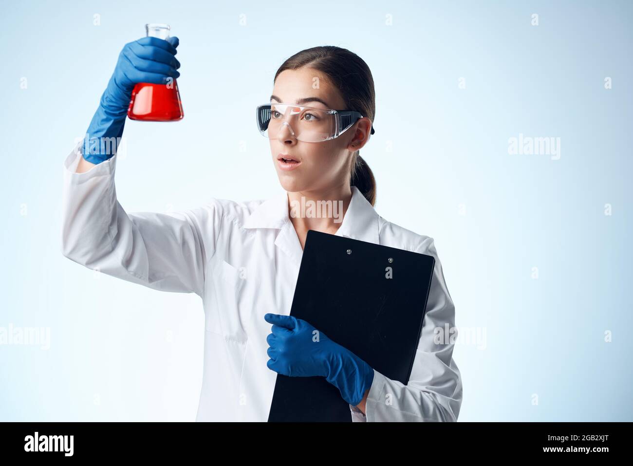 female laboratory assistant medicine diagnostics research biotechnology ...