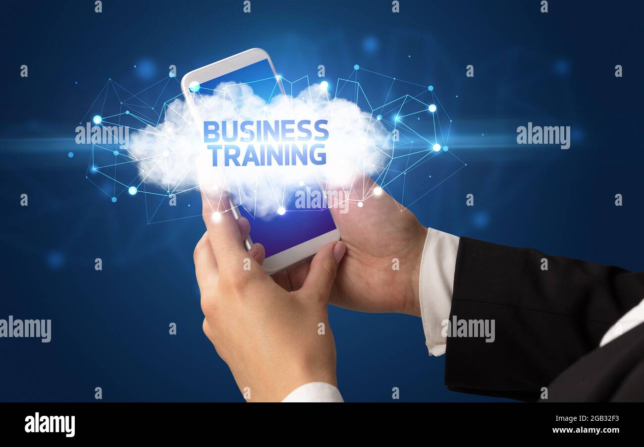 Hand using smartphone with cloud business concept Stock Photo - Alamy