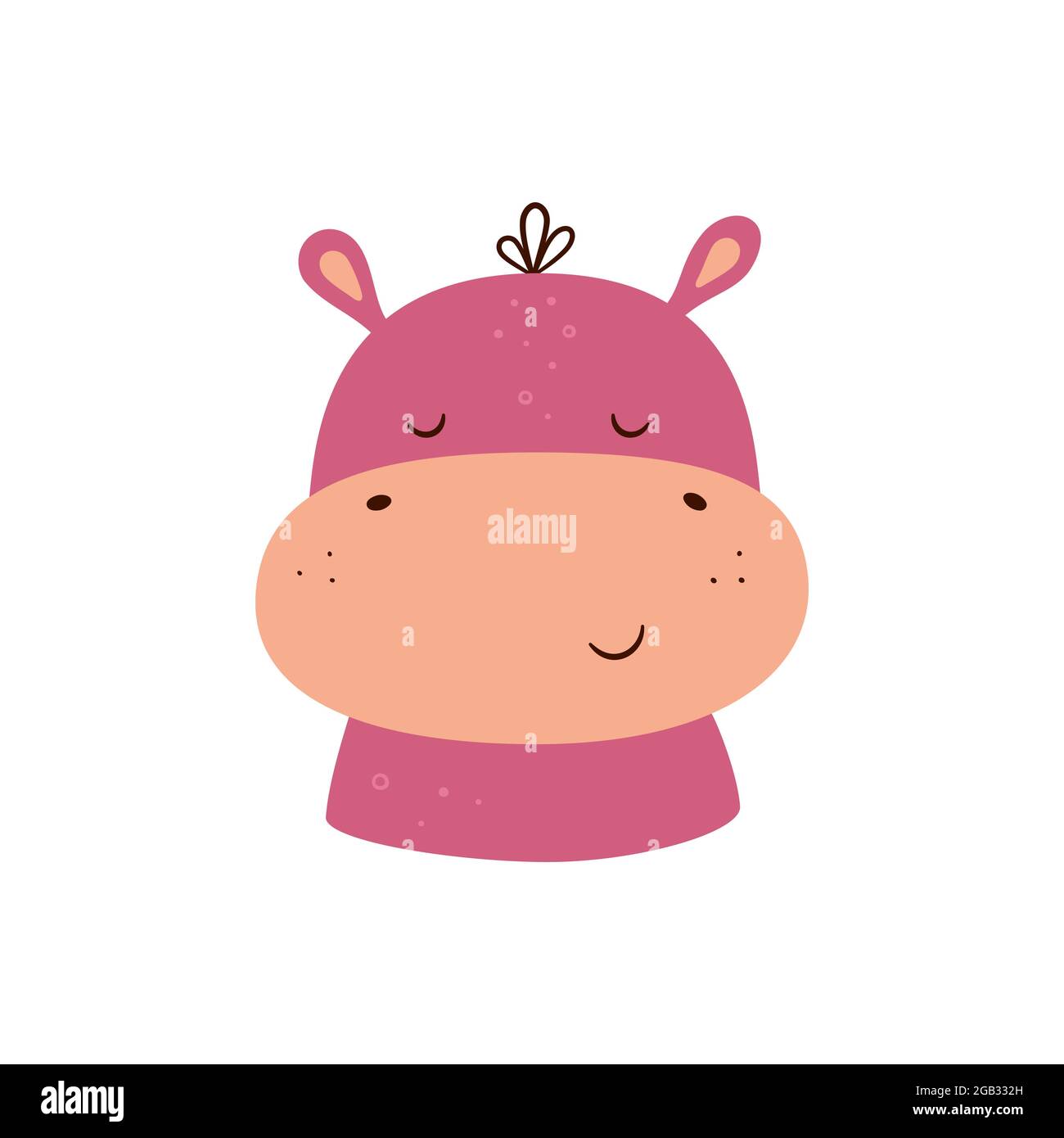 Cute hippopotamus. Animal kawaii character. Funny little hippo face ...