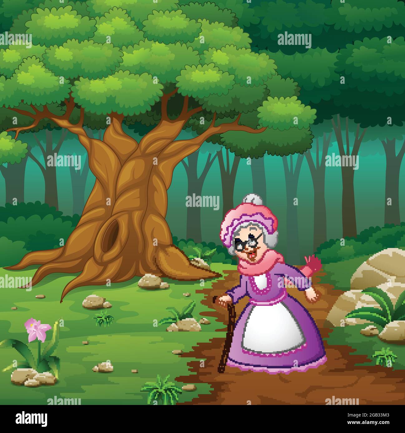 Path in old forest Stock Vector Images - Alamy