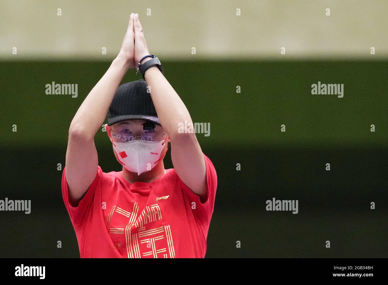 Tokyo, Japan. 2nd Aug, 2021. Li Yuehong of China gestures after the 25m ...