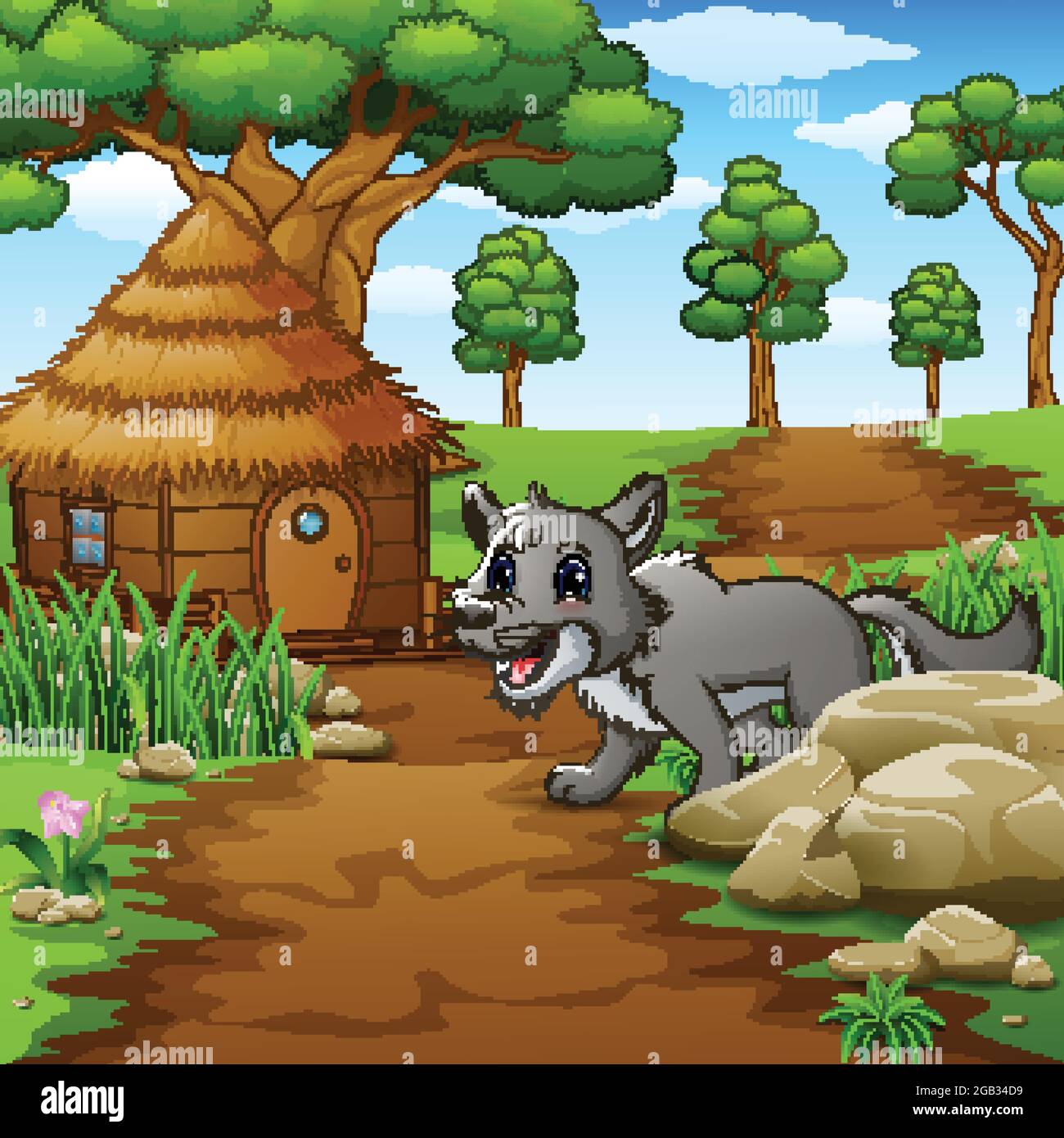 Big bad wolf cartoon hi-res stock photography and images - Alamy