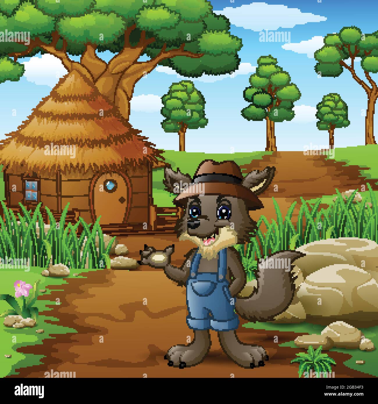 Wolf alone in the village Stock Vector Image & Art - Alamy