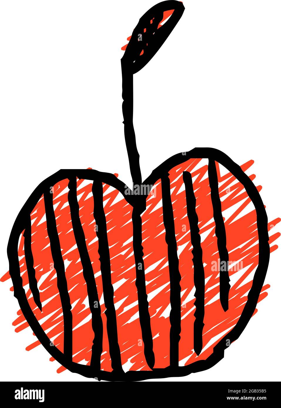 This is a illustration of Cute apple scribble drawn by a child Stock ...