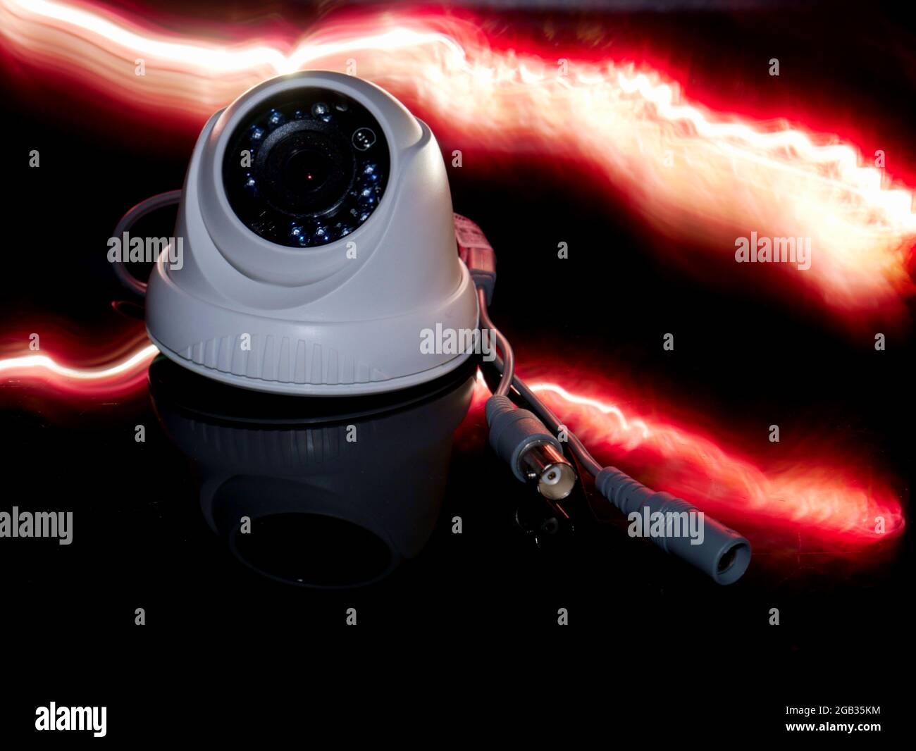 Automatic Security surveillance camera isolated with red light effect ...