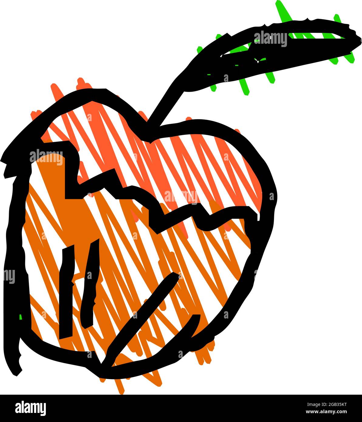 This is a illustration of Cute apple scribble drawn by a child Stock ...