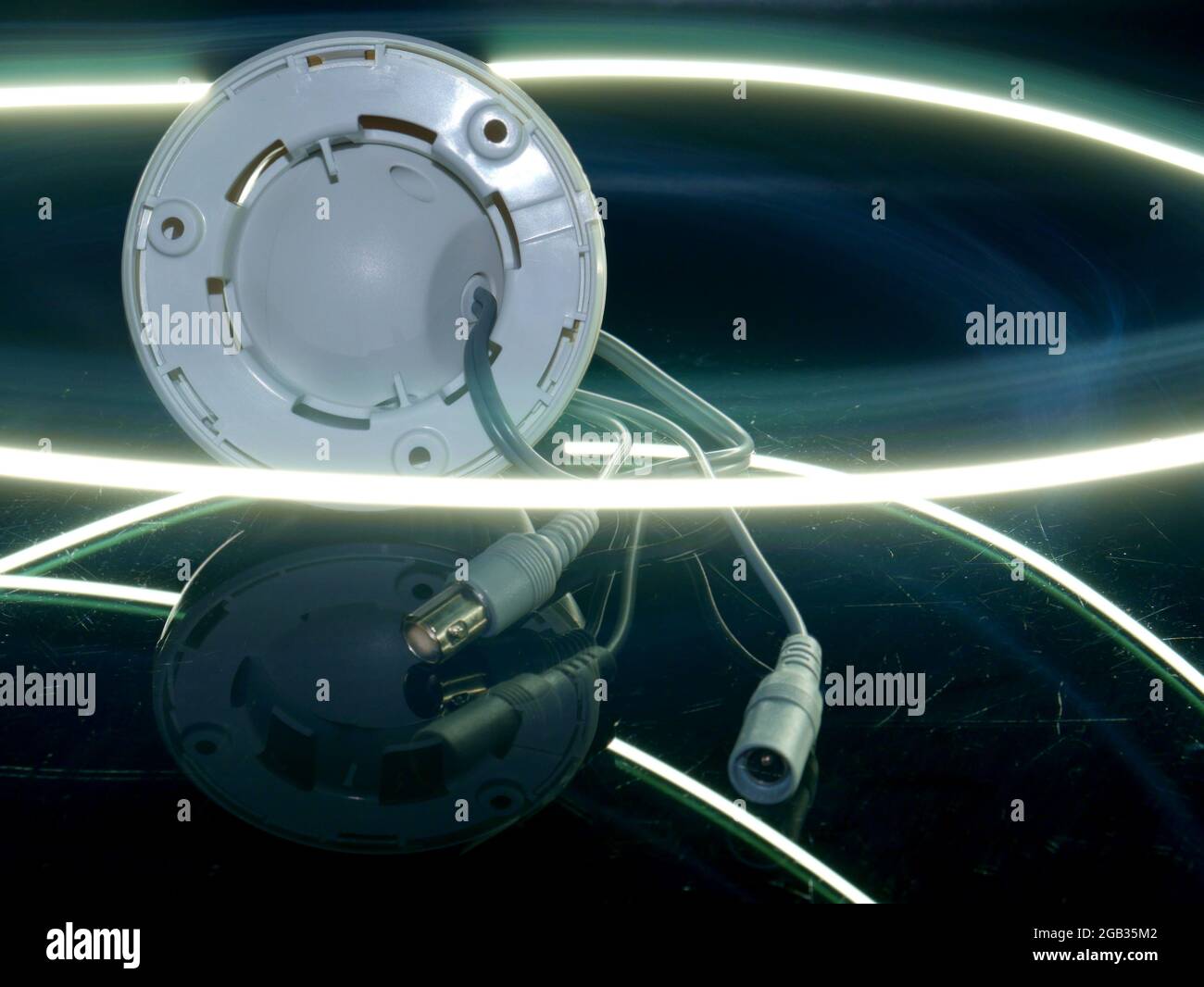 behind view of Automatic Security surveillance camera isolated with ...